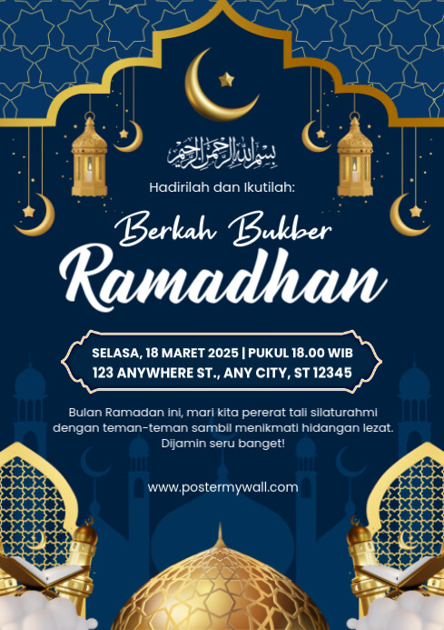 Purple Modern & Minimal Ramadhan Kareem A4 Template | PosterMyWall