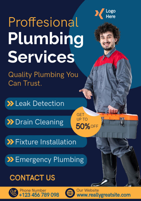Copy of Purple Modern & Minimal Reliable Plumbing Services Poster A4 ...