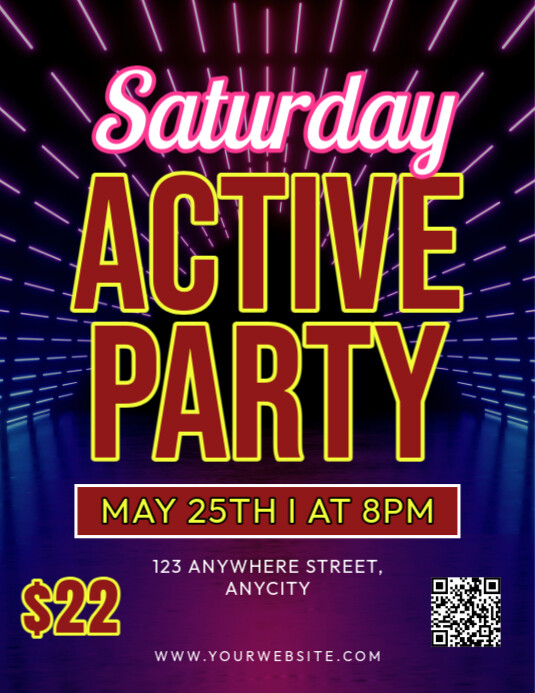 Copy of Purple Modern & Minimal Saturday Active Party Pamflet (letter ...