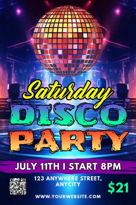 Copy of Purple Modern & Minimal Saturday Disco Party Poster | PosterMyWall