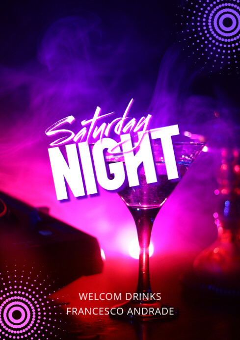 Purple Modern & Minimal Saturday Night (poster) A3 Template | PosterMyWall