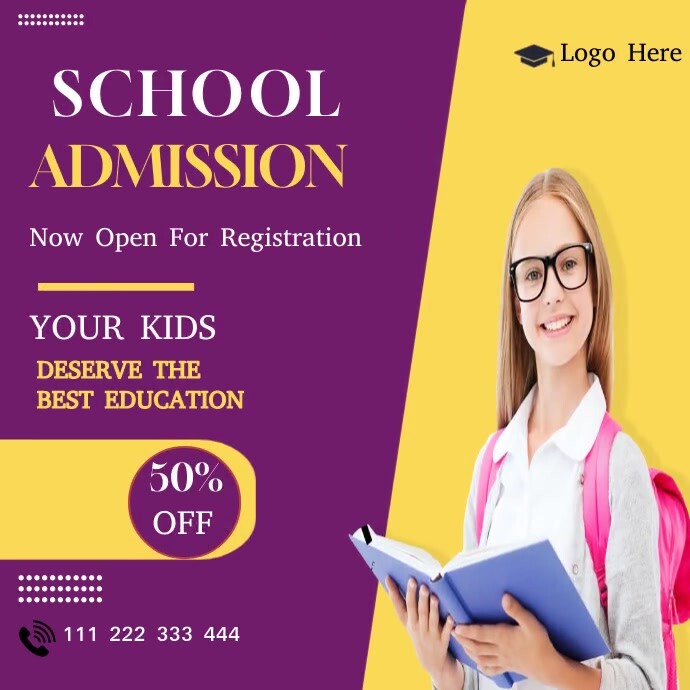 Copy of Purple Modern & Minimal School Admission For | PosterMyWall