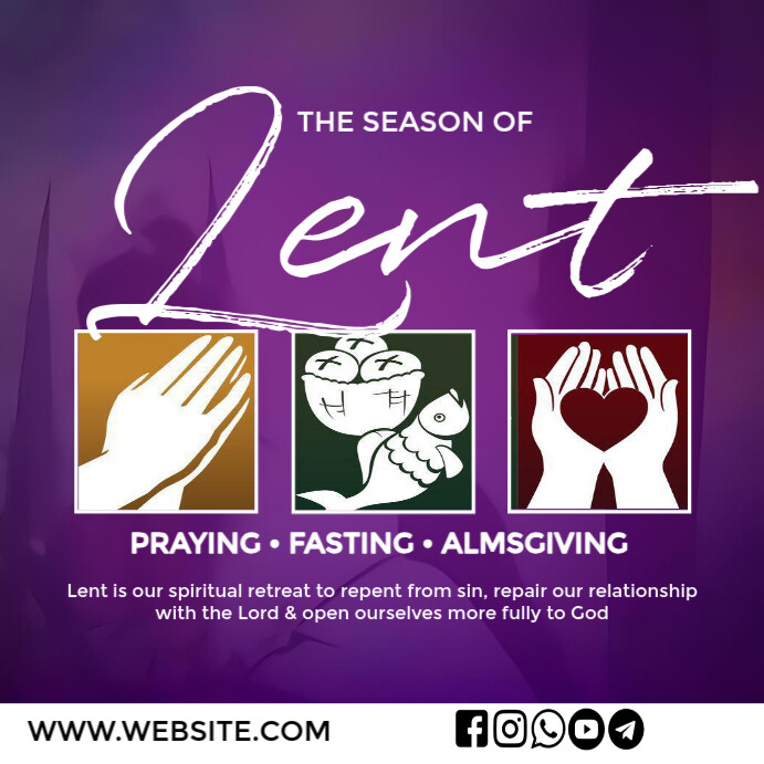 Purple Modern & Minimal Season Of Lent Instagram Post Template ...