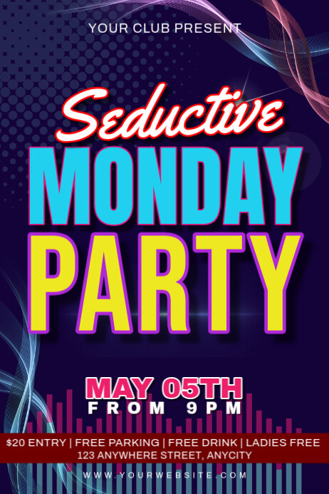Copy of Purple Modern & Minimal Seductive Monday Party Poster ...