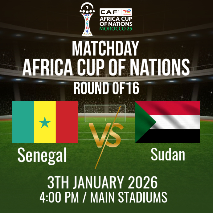 Purple Modern & Minimal Senegal Vs Sudan Flyer Instagram Post Template ...