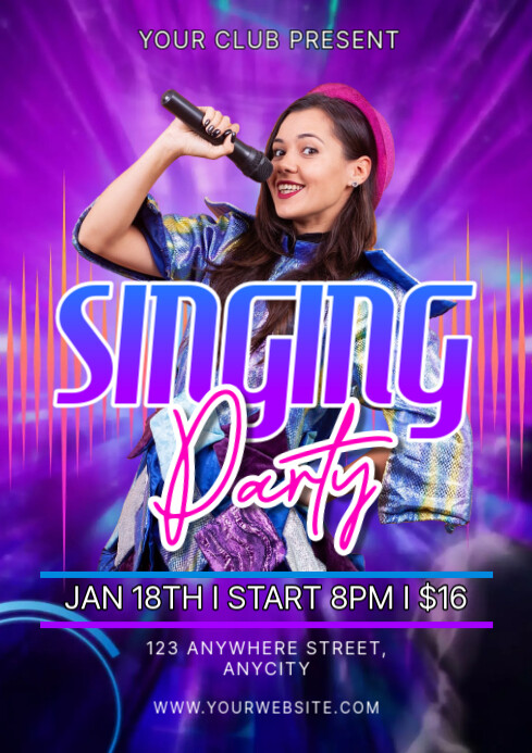 Copy of Purple Modern & Minimal Singing Party A4 | PosterMyWall