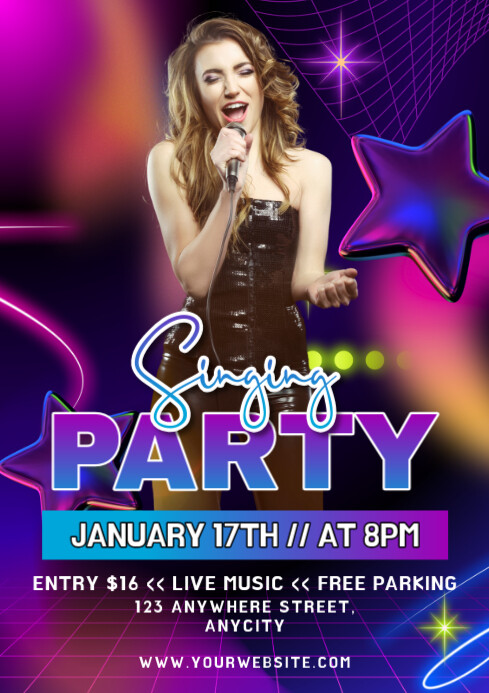 Copy of Purple Modern & Minimal Singing Party A4 | PosterMyWall