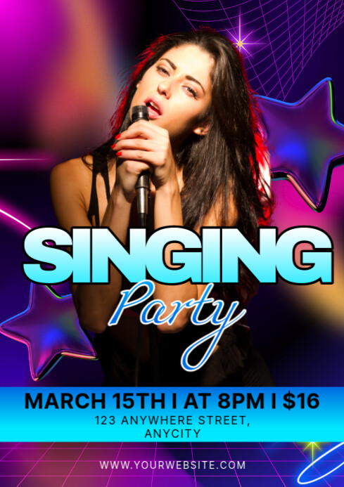 Copy of Purple Modern & Minimal Singing Party A4 | PosterMyWall