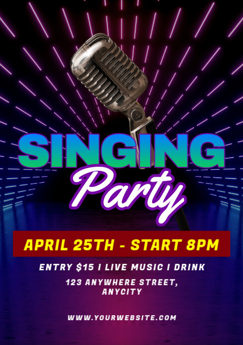 Copy of Purple Modern & Minimal Singing Party A4 | PosterMyWall