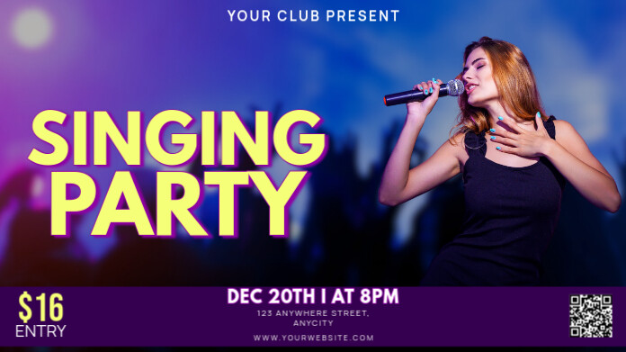 Purple Modern & Minimal Singing Party Pos Twitter Template | PosterMyWall