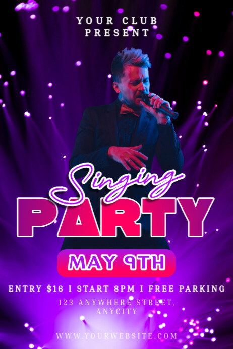 Purple Modern & Minimal Singing Party Poster Template | PosterMyWall