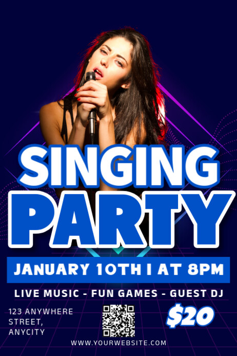 Purple Modern & Minimal Singing Party Poster Template | PosterMyWall