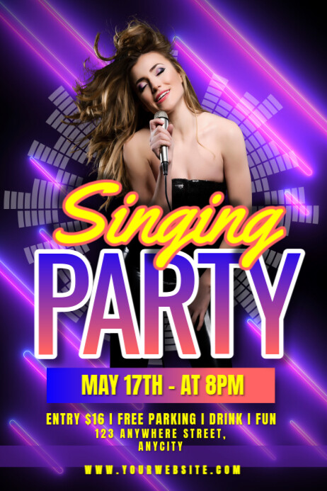 Purple Modern & Minimal Singing Party Poster Template | PosterMyWall