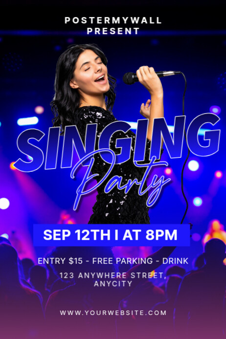 Purple Modern & Minimal Singing Party Poster Template | PosterMyWall