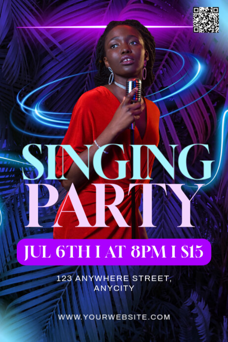 Purple Modern & Minimal Singing Party Poster Template | PosterMyWall