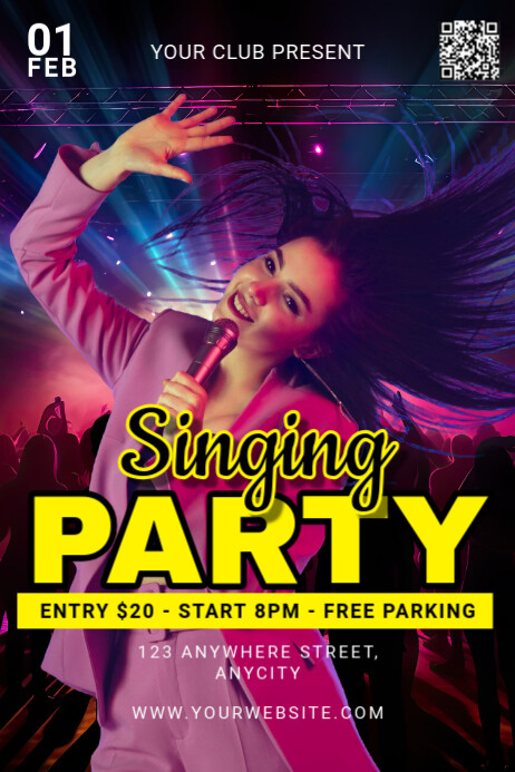 Purple Modern & Minimal Singing Party Poster Template | PosterMyWall