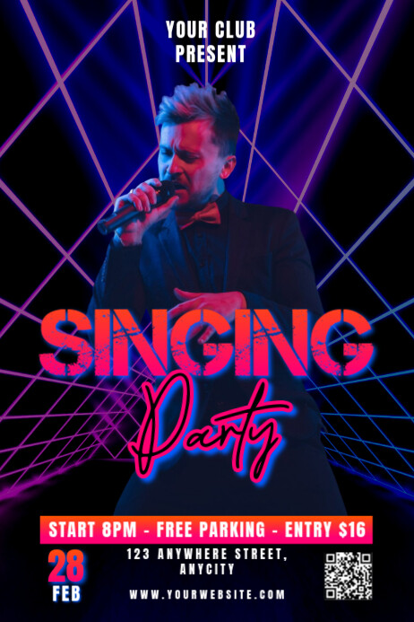 Purple Modern & Minimal Singing Party Poster Template | PosterMyWall