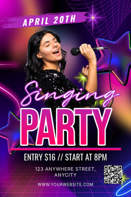 Purple Modern & Minimal Singing Party Poster Template | PosterMyWall