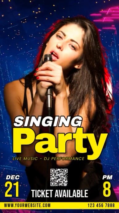 Purple Modern & Minimal Singing Party Reel Instagram Template ...