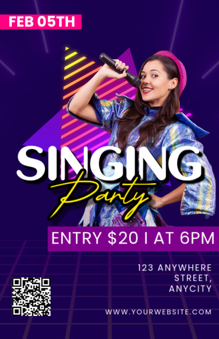 Purple Modern & Minimal Singing Party Tabloid Template | PosterMyWall