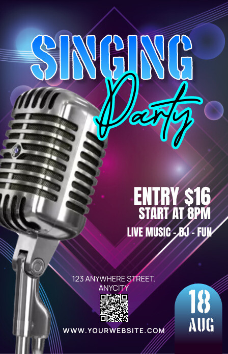 Purple Modern & Minimal Singing Party Tabloid Template | PosterMyWall