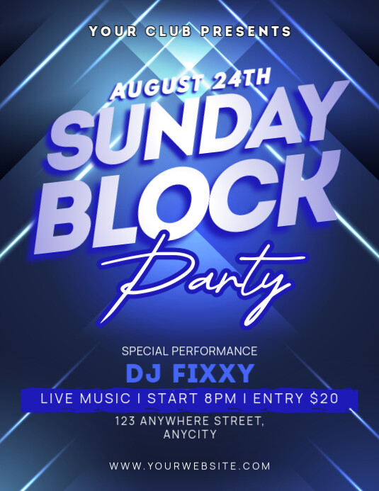 Copy of Purple Modern & Minimal Sunday Block Party Pamflet (letter As ...