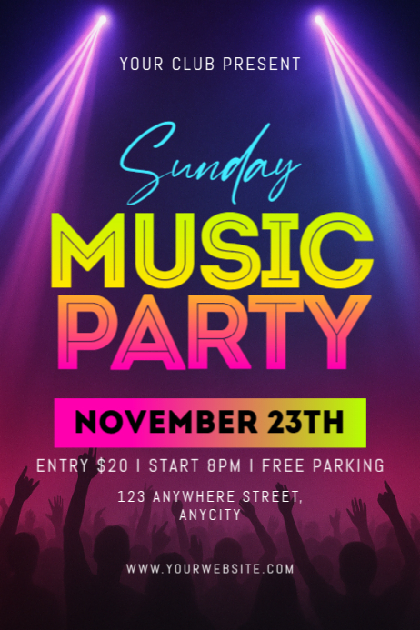 Purple Modern & Minimal Sunday Music Party Poster Template | PosterMyWall