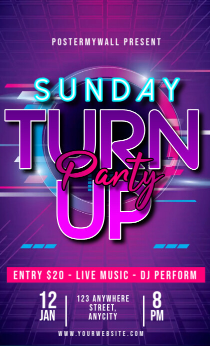 Purple Modern & Minimal Sunday Turn Up Party Legal As Template ...