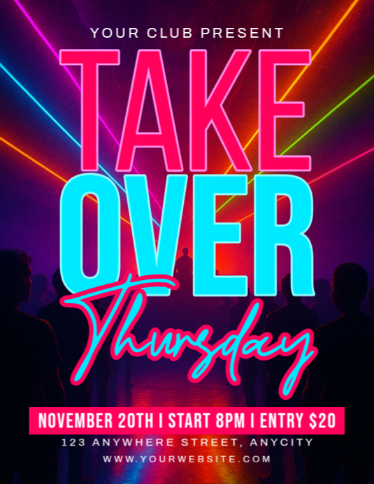 Purple Modern & Minimal Takeover Thursday Pamflet (letter As) Template ...
