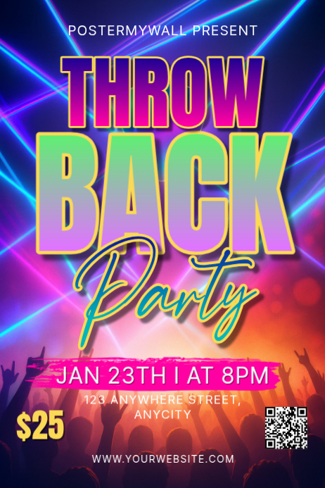 Plantilla de Purple Modern & Minimal Throw Back Party Poster | PosterMyWall