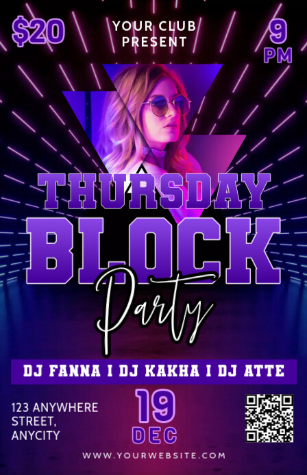 Purple Modern & Minimal Thursday Block Party Tabloid Template ...