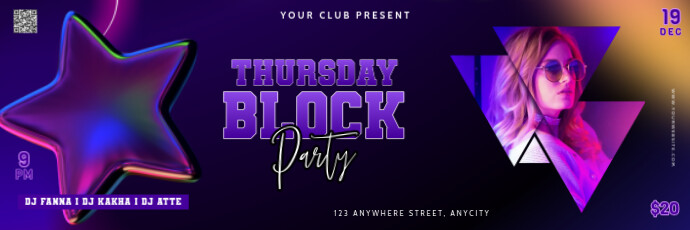 Purple Modern & Minimal Thursday Block Party Tajuk Twitter Template ...