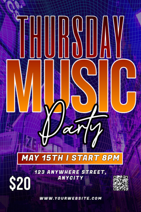 Copy of Purple Modern & Minimal Thursday Music Party Poster | PosterMyWall