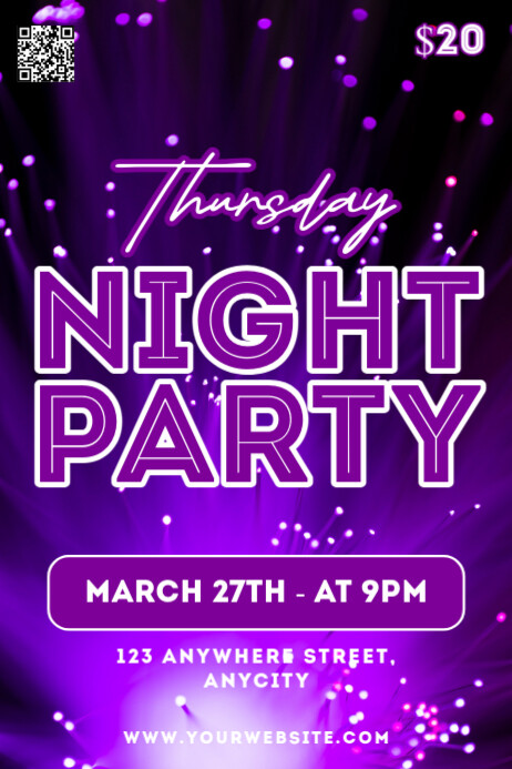 Purple Modern & Minimal Thursday Night Party Poster Template | PosterMyWall