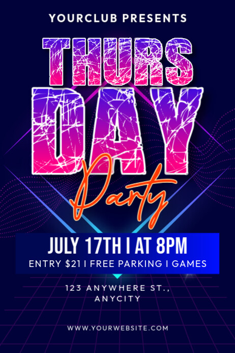 Purple Modern & Minimal Thursday Party Poster Template | PosterMyWall