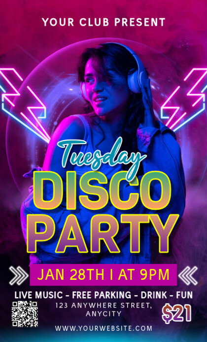 Copia de Purple Modern & Minimal Tuesday Disco Party Legal As ...