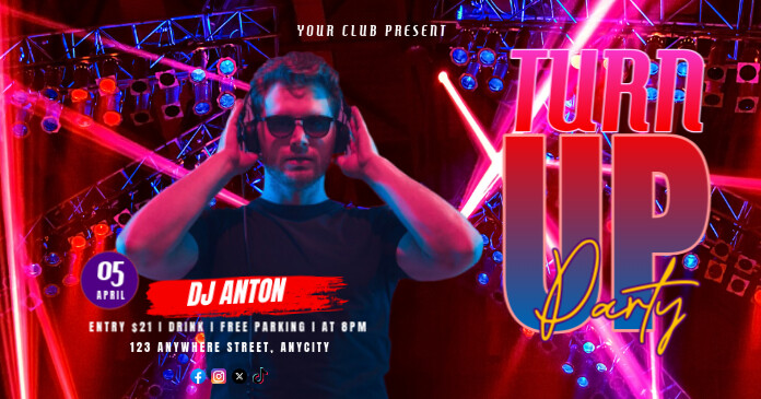 Purple Modern & Minimal Turn Up Party Gambar Bersama Facebook Template ...