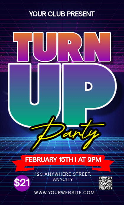 Purple Modern & Minimal Turn Up Party Legal As Template | PosterMyWall