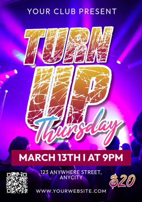 Copy of Purple Modern & Minimal Turn Up Thursday A2 | PosterMyWall