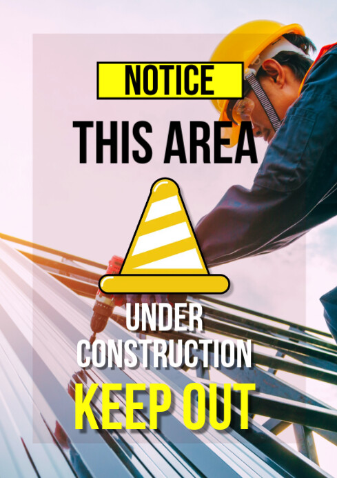 Purple Modern & Minimal Under Construction A1 Template | PosterMyWall