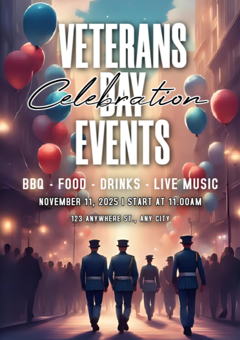 Plantilla de Purple Modern & Minimal Veterans Day Event Invitation ...