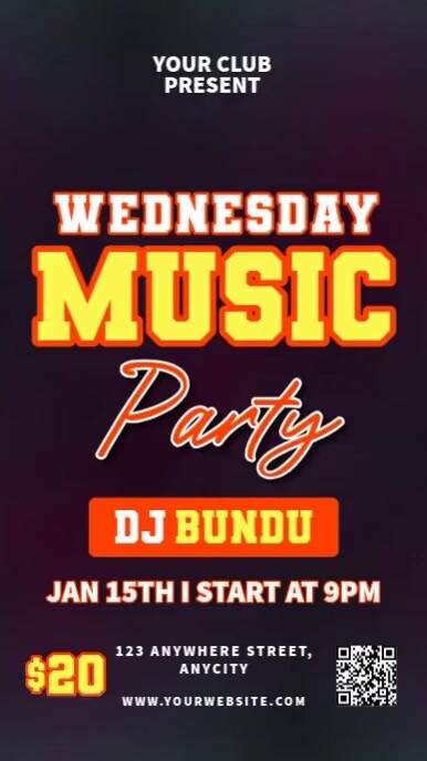 Purple Modern & Minimal Wednesday Music Party Reel Instagram Template ...