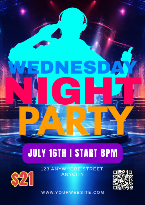 Copy of Purple Modern & Minimal Wednesday Night Party A2 | PosterMyWall