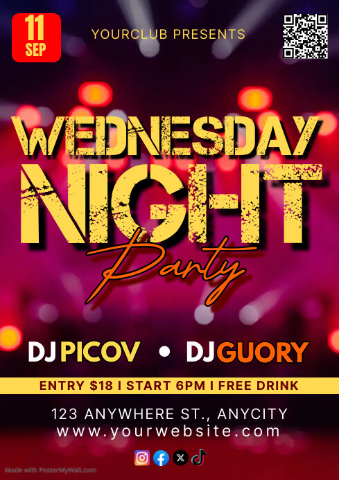 Copy of Purple Modern & Minimal Wednesday Night Party | PosterMyWall