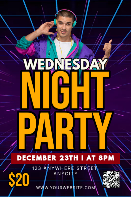 Copy of Purple Modern & Minimal Wednesday Night Party Poster | PosterMyWall