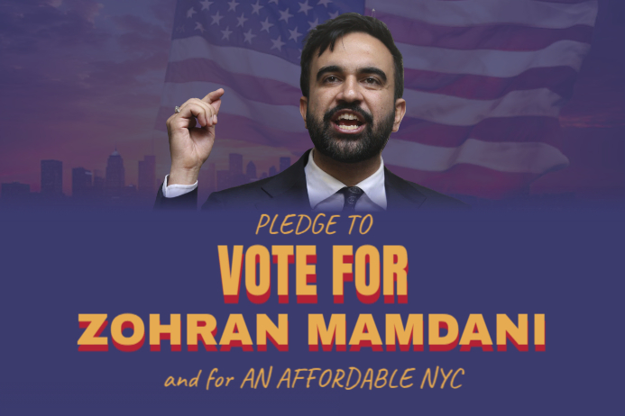 Purple Modern & Minimal Zohran Mamdani Election Campaign Online Poster ...