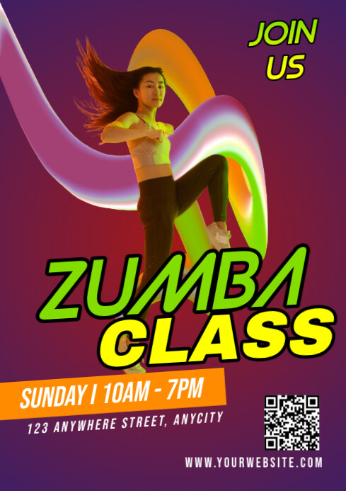 Copy of Purple Modern & Minimal Zumba Classes A2 | PosterMyWall