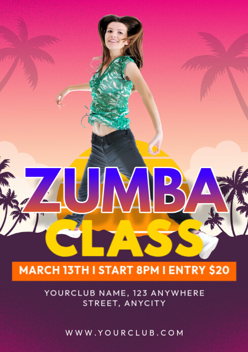 Purple Modern & Minimal Zumba Classes A4 Template | PosterMyWall