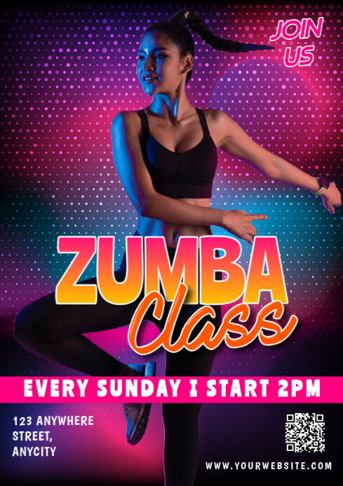 Purple Modern & Minimal Zumba Classes A4 Template | PosterMyWall