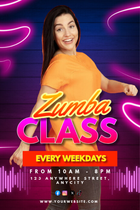 Purple Modern & Minimal Zumba Classes Poster Template | PosterMyWall